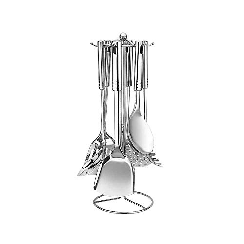 SDGH 7Pcs Kitchen Utensils Set Stainless Steel Cookware Cooking Tool Soup Spoon spatula Fork Shovel with Frame Kitchenware Kit