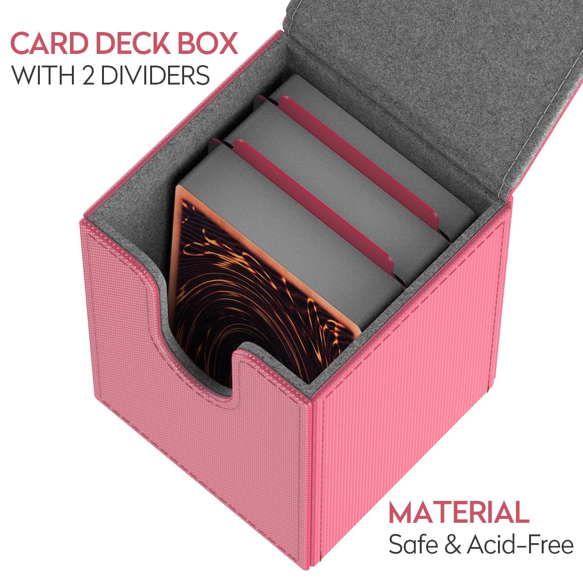 ULTRGEE Deck Box for YGO Cards, Deck Box Fits 110 Single Sleeved Cards, Trading Card Storage Case with 2 Dividers - MGirl-Pink