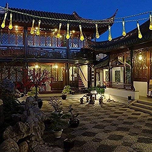 ZBM--ZBM Solar Powered String Lights 30LED Solar 7m Waterdrop Raindrop Teardrop Starry Fairy Lights Waterproof Outdoor String Lights For Patio Wedding Pathway Party Home Garden Christmas Decoration fa
