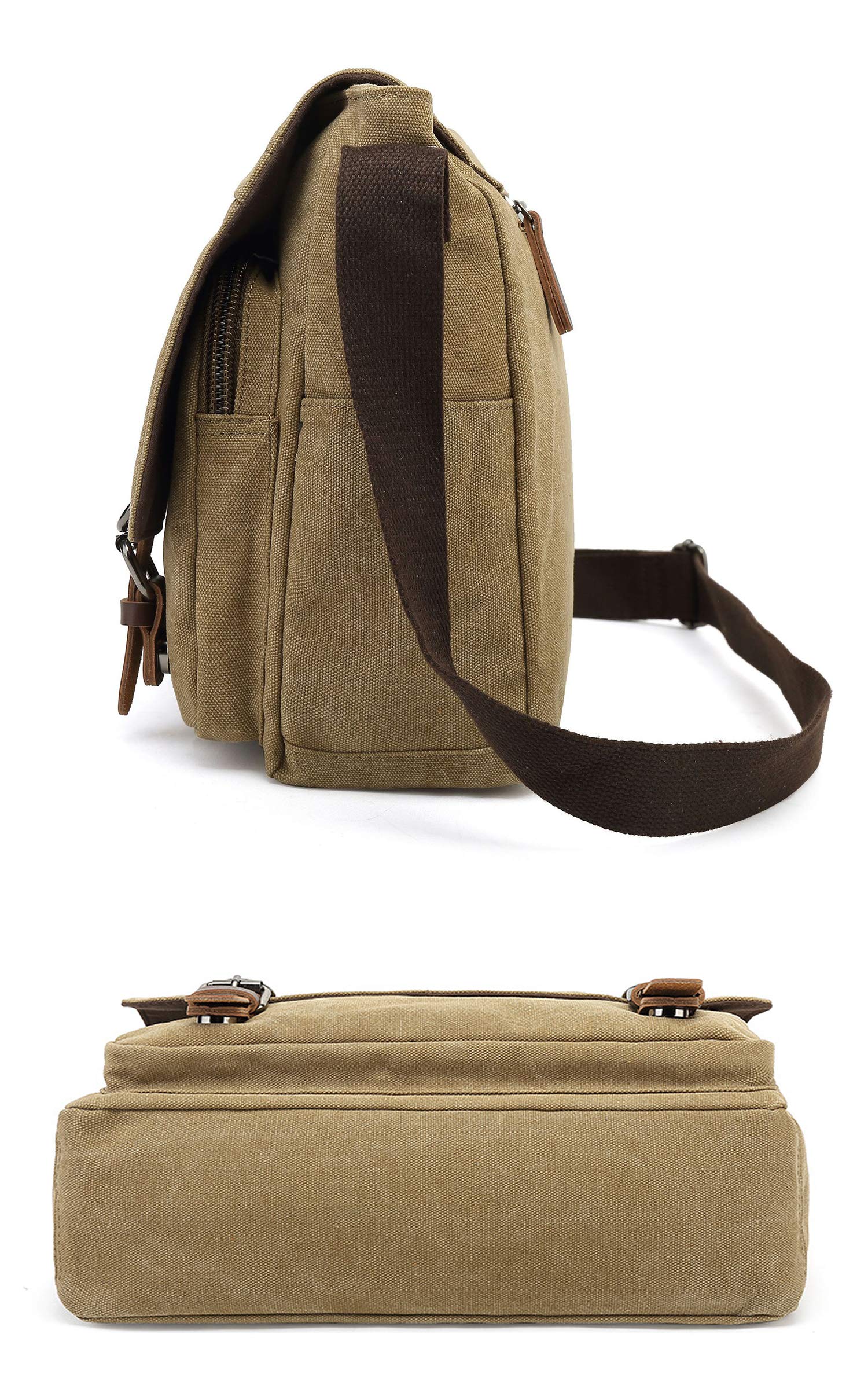 Sechunk Canvas Leather Messenger Bag Shoulder bag Cross body bag Crossbody large for men boy girl