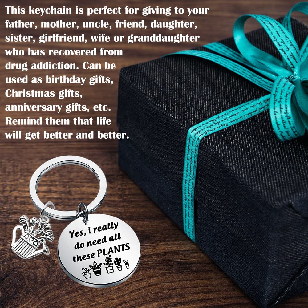 TIIMG Houseplant Lover Gift Plant Lady Keychain Gardener Gift Green Garden Lover Gift (i really need PLANTS)