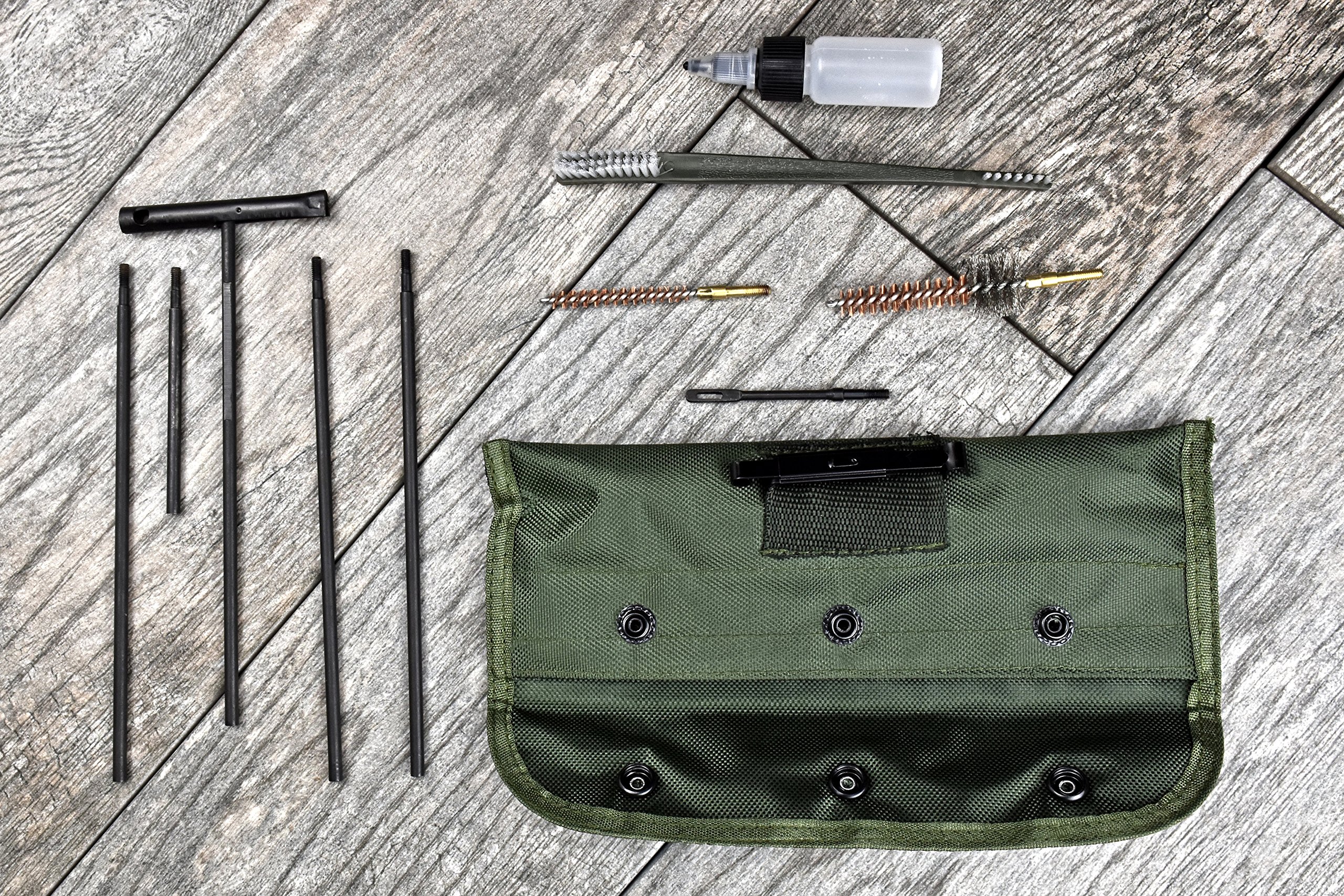 SE 10-Piece Rifle-Gun Cleaning Kit - includes Brass Brushes, Rod Extenders, and Canvas Storage Pouch - GC16M