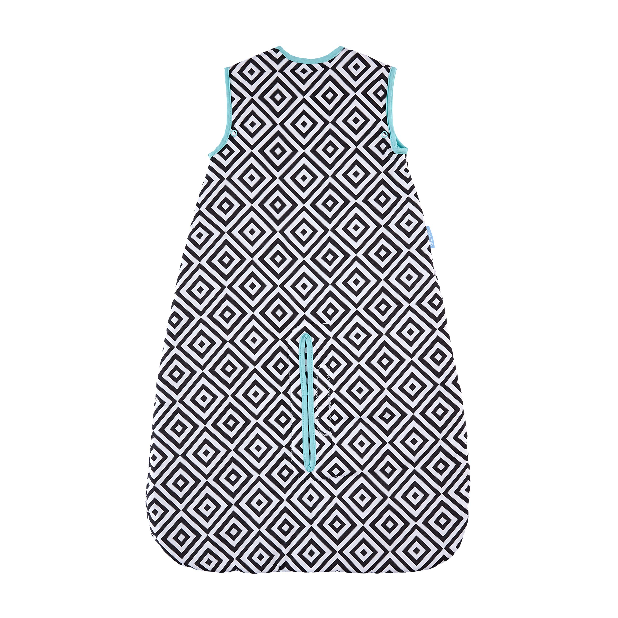 Tommee Tippee Travel Grobag Baby Cotton Sleeping Bag, Stroller Wrap, Sleeping Sack - 1.0 Tog for 69-74 Degree F - Jet Diamonds - Medium Size, 6-18 months, Black/White