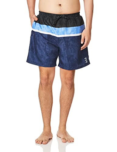 TYR Horizon Atlantic Swim Short, Black White Blue, Medium