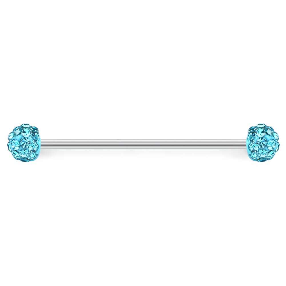 SCERRING 6PCS 16G Gems Industrial Barbell Cartilage Earring Body Piercing Jewelry 1 1/2"(38mm)