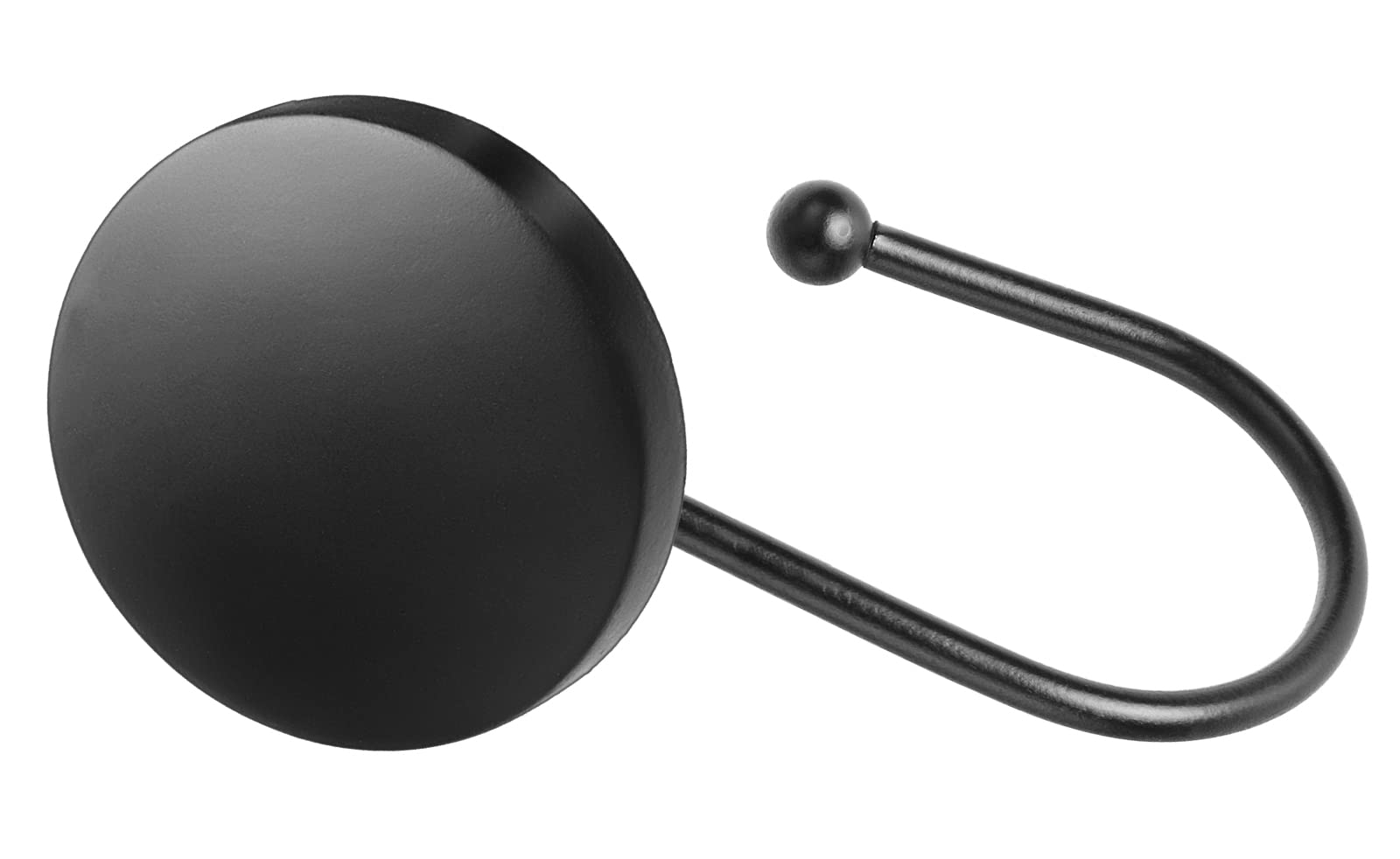 Round Button Resin Shower Curtain Hooks Set of 12 Decorative Shower Curtain Hangers for Bathroom Classic Farmhouse Style Simple Modern Elegant Matte Black