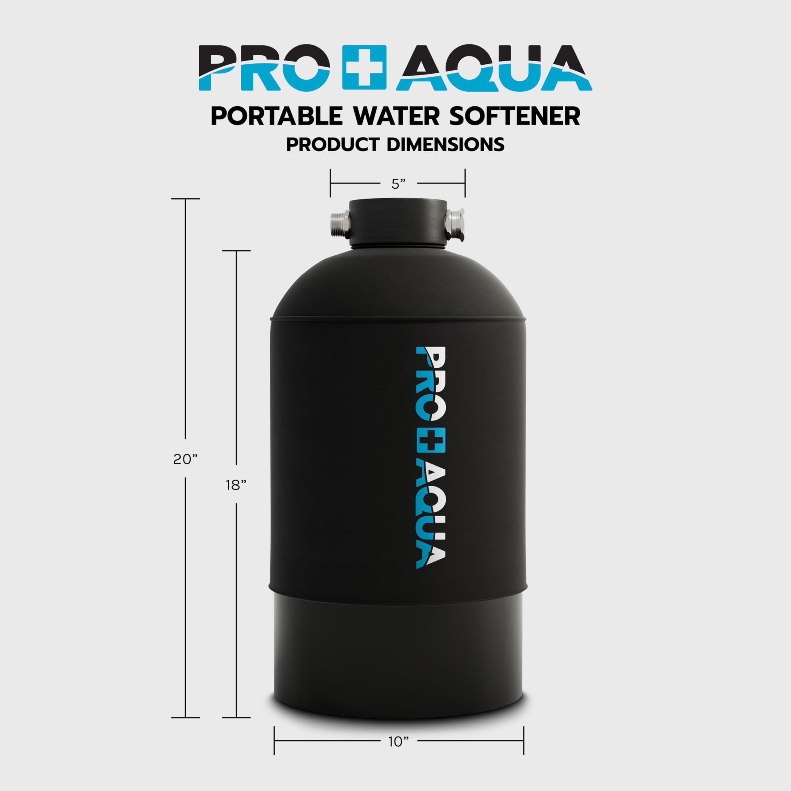 PRO+AQUA 16,000 Grain Portable Water Softener for RV, Trailers, Boats, Mobile Car Wash, Pressure Wash β Protects Water Systems from Hard Water Damage and Corrosion, with Pre-Filled High-Capacity Resin