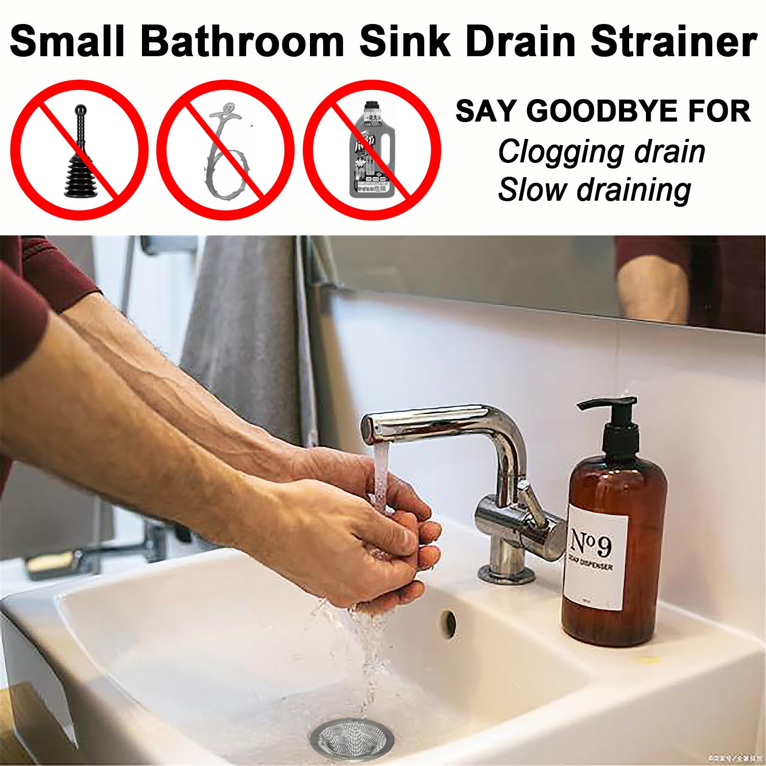 Seatery 1.0" Small Drain Strainer, Drain Mesh Basket, Bathroom Sink Drain Strainers, 2PCS Drain Hair Catchers for Laundry, Mop Pool, Utility, Slop, RV Sink, Stainless Steel Drain Filter