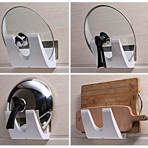 SEYFI Kitchen Shelves,Wall Mounted Pot Lid Organizer, Plastic Pot Lid Holder, Spoon Rest Rack, Cutting Boards Storage Stand, U-Shaped Slot Keeps Countertops Clean
