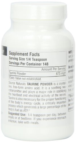 Source Naturals Taurine Powder, Calming Neurotransmitter, 100 Grams (Pack of 3)
