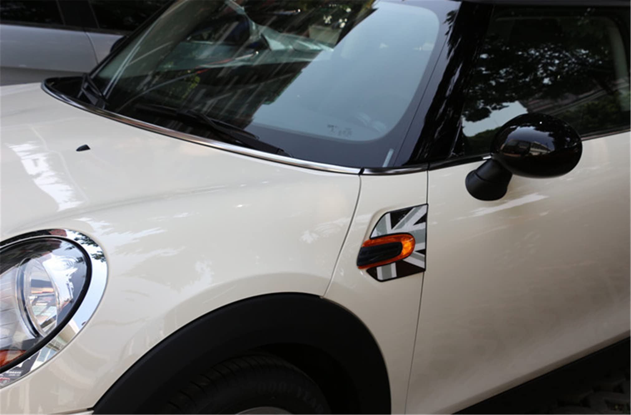 Vinyl Sticker Decal Cover Compatible with Mini Cooper F55 Hardtop F56 Hatchback 2014+ (Side Scuttle Lamp Light Pattern Fender Panel, Union Jack UK B)