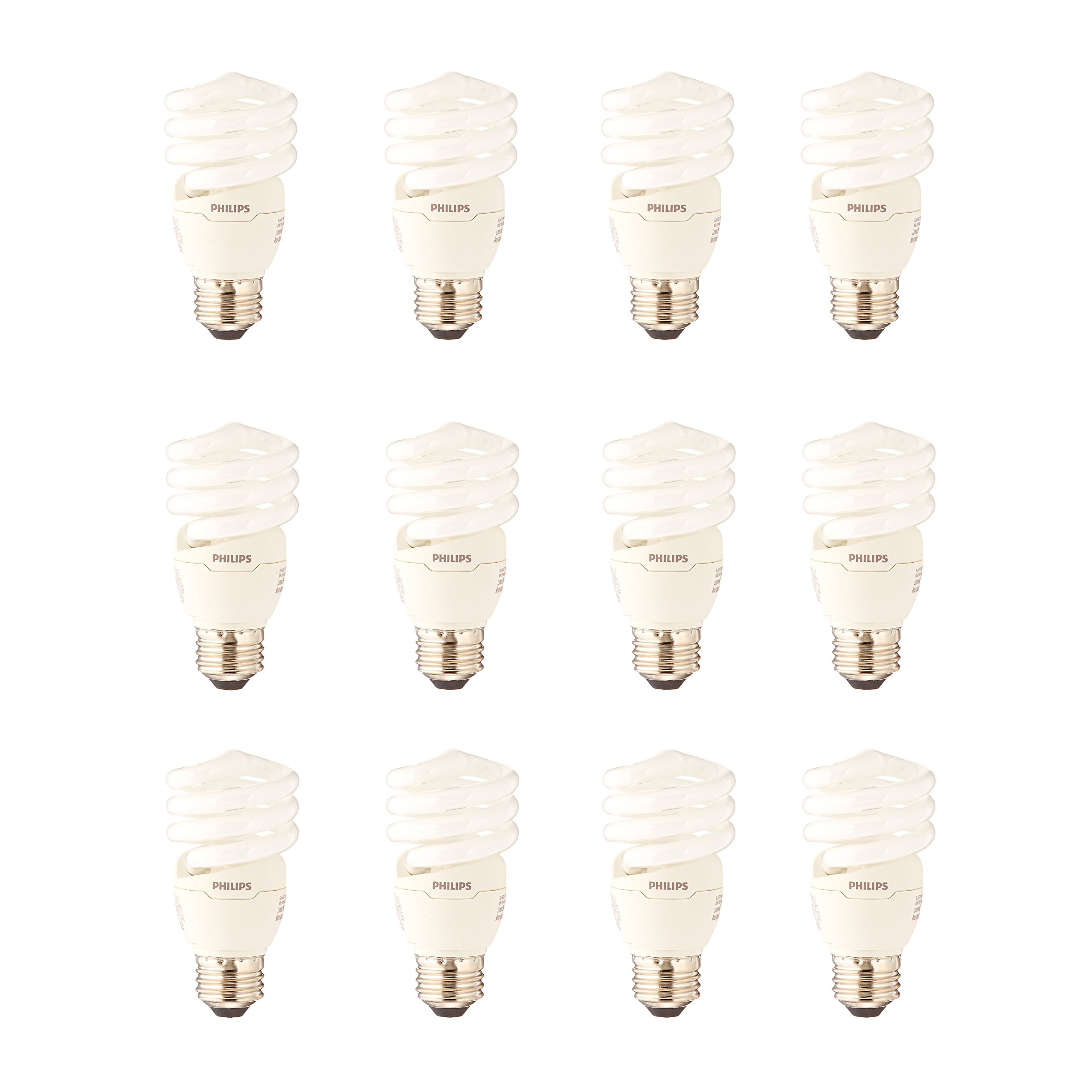 Phillips 420091 13 Watt E26 T2 Daylight Cfl Non-Dimmable Mini Twister Light Bulbs 4 Count