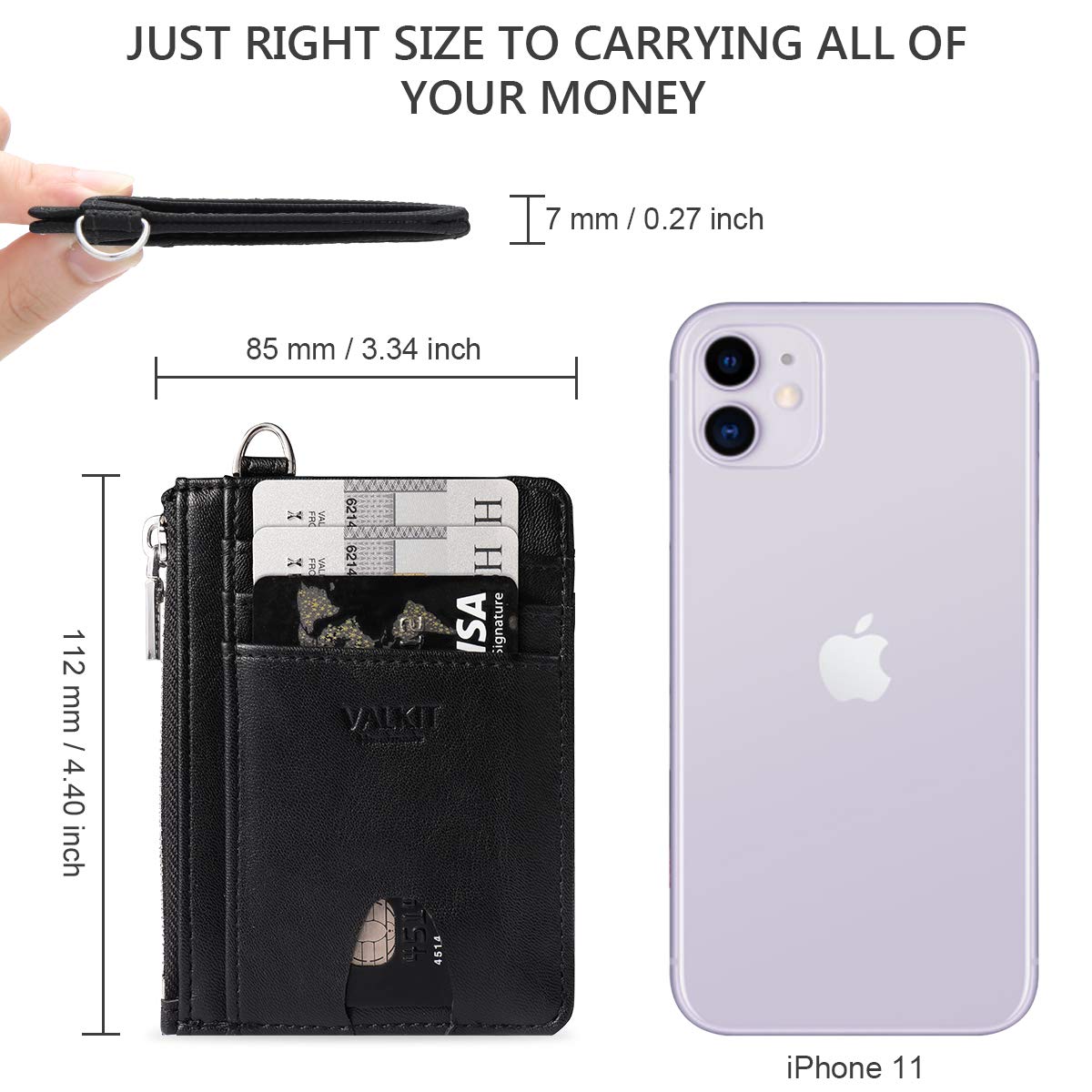 valkit Slim Minimalist Front Pocket Wallet, RFID Blocking Credit Card Holder Card Cases with ID Window for Men Women