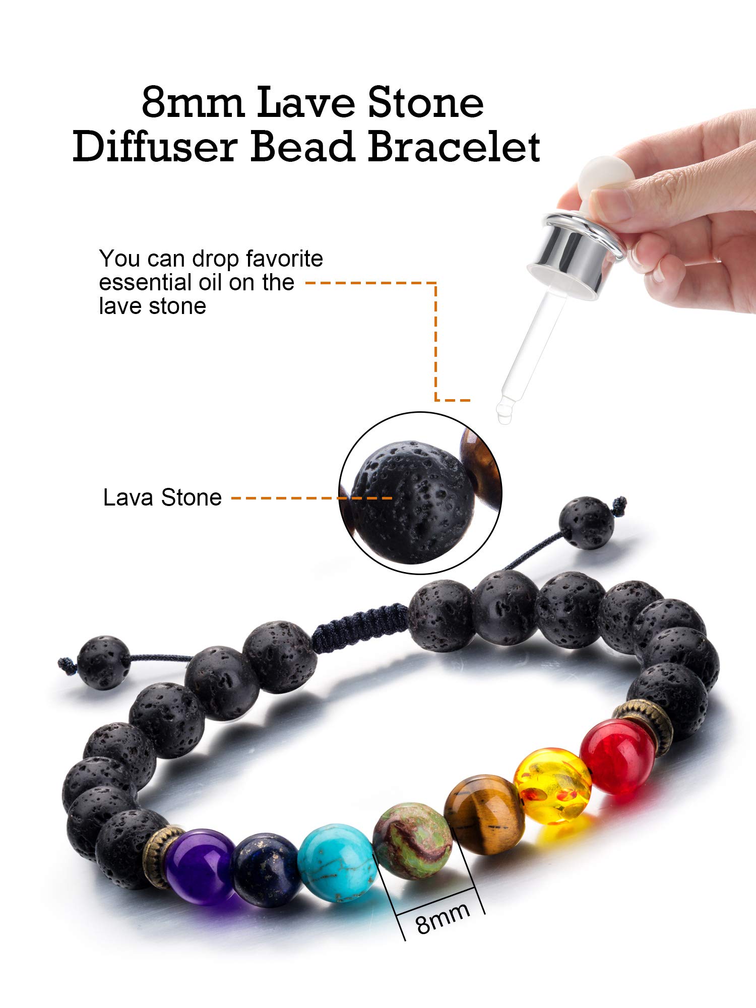 Tatuo Essential Oil Bracelet for Men Valentine's Day Birthday Gifts Diffuser Stone Lava Beads Bracelets for Aromatherapy