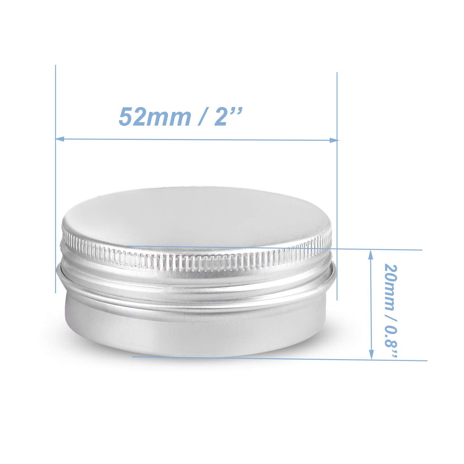 Round Silver Aluminum Metal Tin Storage Jar Containers with Secure Screw Top Lids for Cosmetic, Lip Balm,Salves, Candles,Skin Care and tea, 24pcs