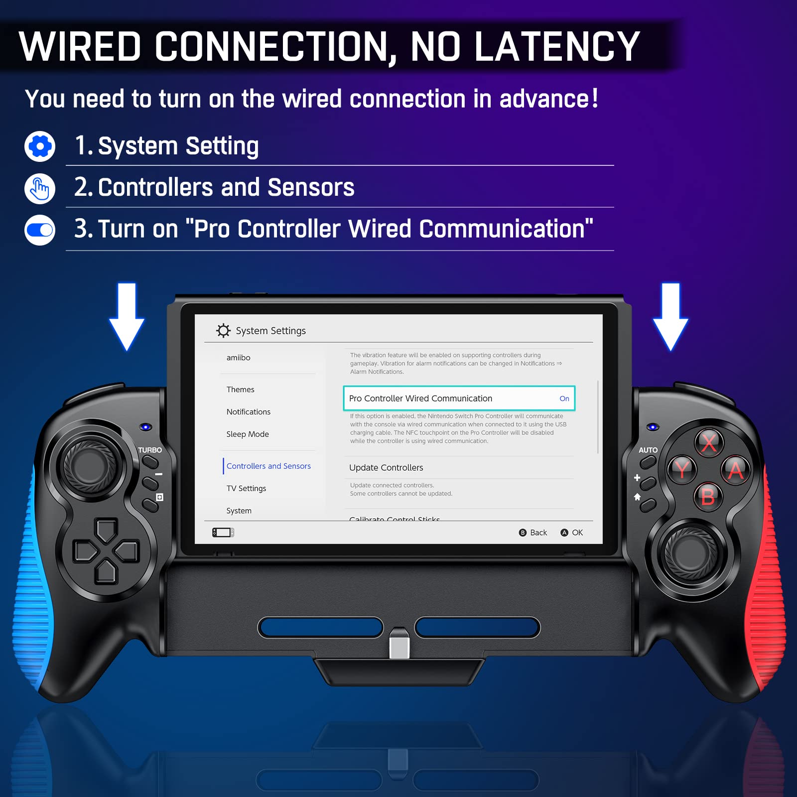 Switch Controllers, Gammeefy Switch Controller One Piece Joy Pad Replacement for Switch Pro Controller, Switch Controllers Remote Suitable for Big Hand Players with Adjustable TURBO Function