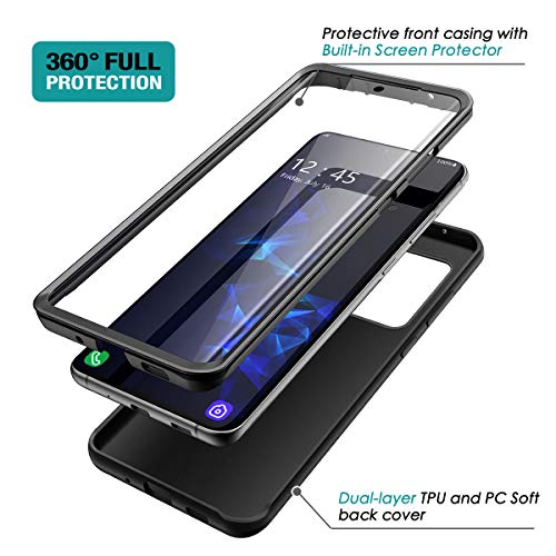 SURITCH Phone Case for Samsung Galaxy S20 Ultra 6.9-inch, Front Cover with Built-in Screen Protector Full-Body Protection Shockproof TPU Bumper Protective Case for Girl Women Cute, Lavender Marble
