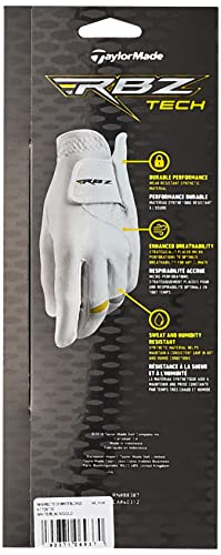 TaylorMade Golf RBZ Tech White/Black/Gold, Worn on Left Hand, Medium