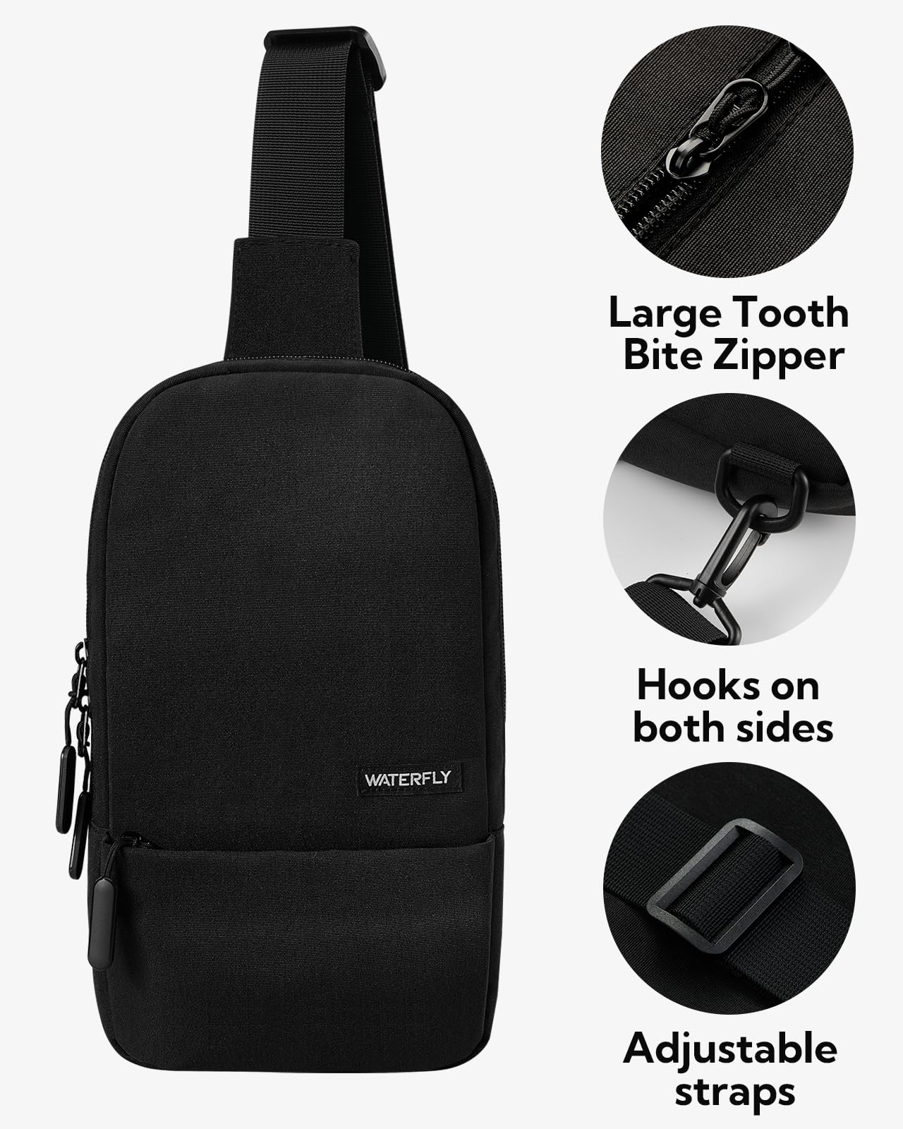 WATERFLY Slim Crossbody Sling Bag: Multipurpose Travel Cross Body Chest Shoulder Bag Sling Backpack for Walking Hiking for Men Women