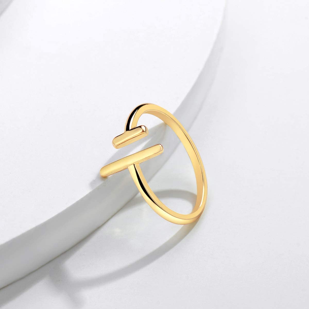 Valloey Rover Womens 14k Gold Open Parallel Bar Rings,Double X Criss Cross Double Bar Parallel Cuff Half Circle Black Zircon Infinity Adjustable Ring Engagement Wedding Lady Band
