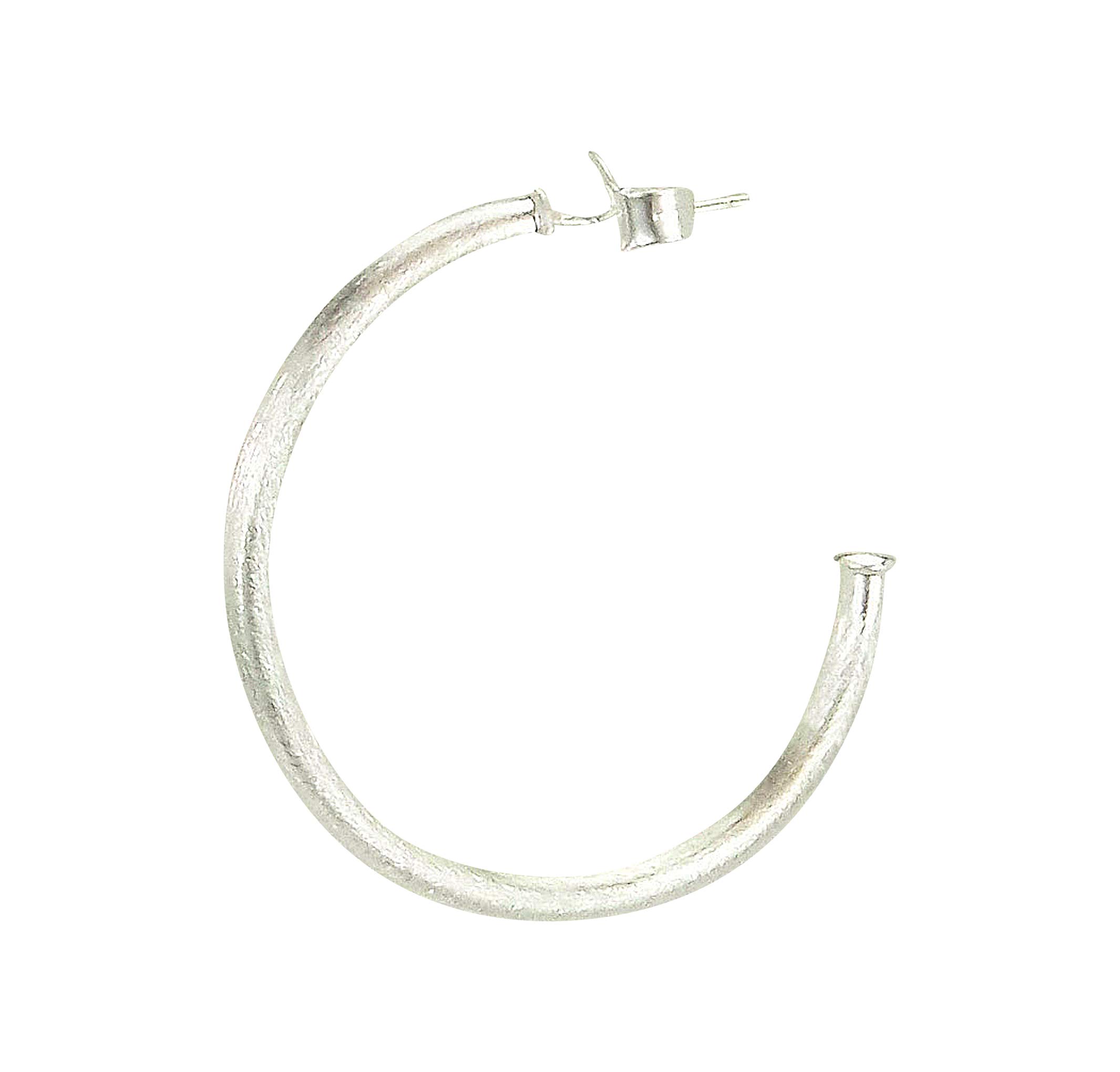 Sheila Fajl Everybody's Favorite Petite 1.5 Inch Tubular Lightweight Hoop Earrings in Brushed Silver Plated