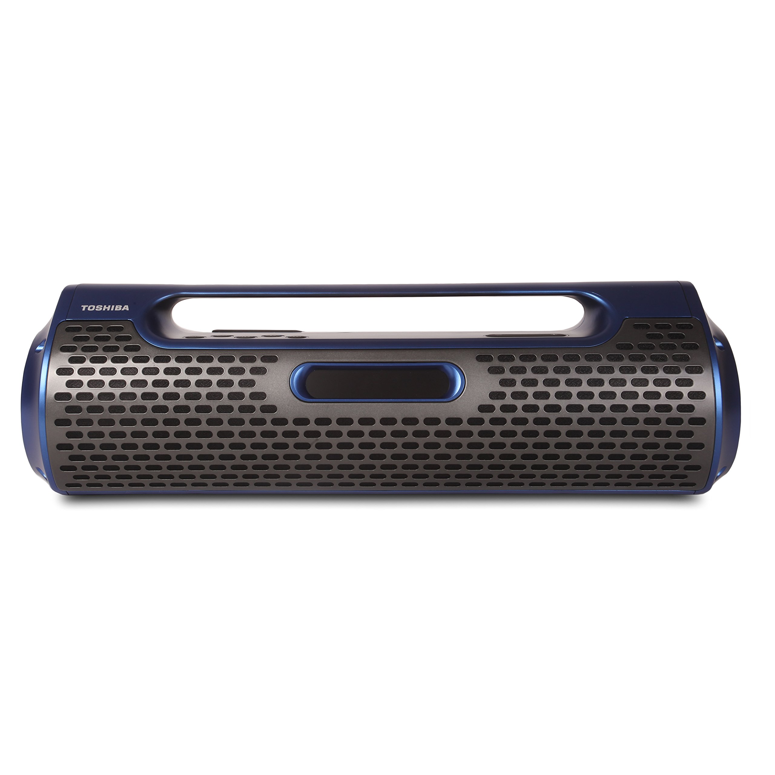 Toshiba Portable Wireless Bluetooth Speaker: Rechargeable Boombox with FM Radio and Clock - Blue