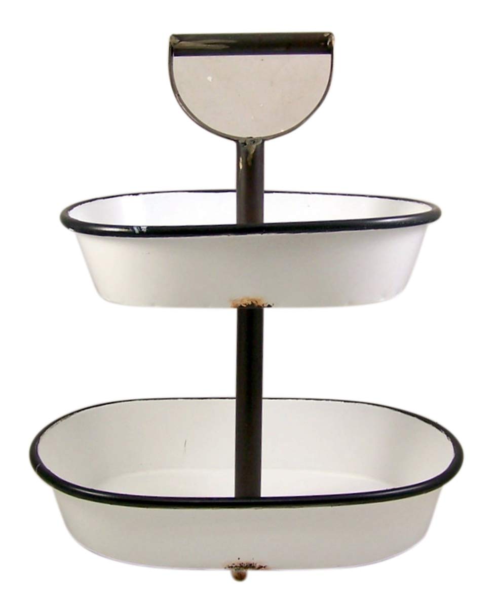 VIP Home Rustic Two Tier Metal Bucket Organizer Display Tray, 14 1/2 Inches