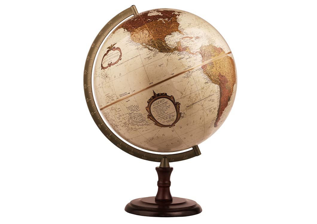 Replogle Superior- Bronze Metallic Desktop World Globe, Raised Relief (12"/30cm diameter) made in USA