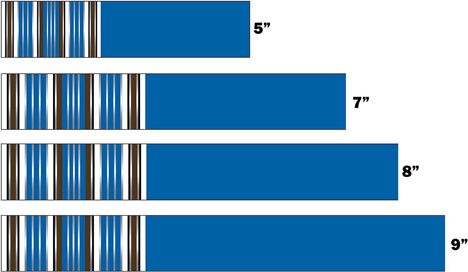 White Water Archery Non-Laminated Blue Background Brown Stripe Traditional 18 Crest Arrow Wraps 15 pk Choose Length Width (8, 1.12)