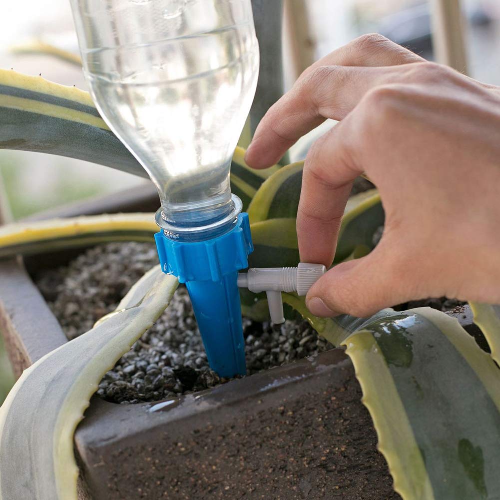 smallwoodi Water Spikes,6Pcs Adjustable DIY Flow Drip Water Spikes Automatic Pot Plants Waterers Taper Water Seepage Automatic Watering Device drip Lazy Valve Adjustable Random Color