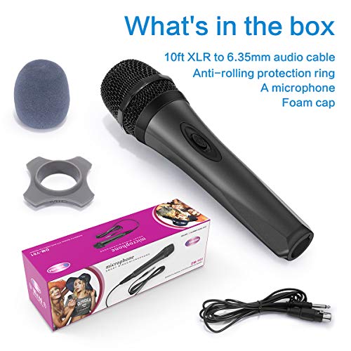 Wired Karaoke Micrphones,Handheld Dynamic Vocal Microphone,Unidirectional Mic for Singing with On/OFF Switch and 10ft Detachable XLR Cable for Voice Amplifier,PA System, Singing Machine, Church(Gray)