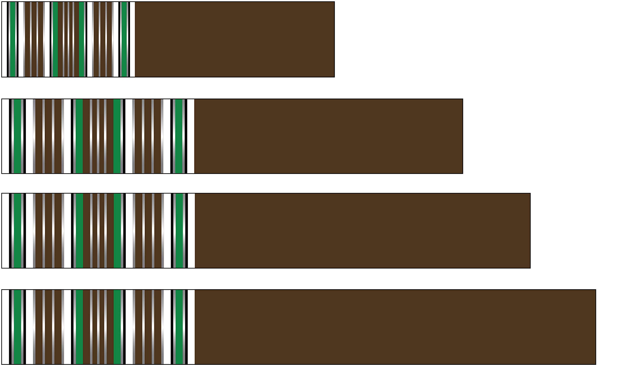 White Water Archery Laminated Brown Background Green Stripe Traditional 18 Crest Arrow Wraps 15 pk Choose Length Width (5, 1)