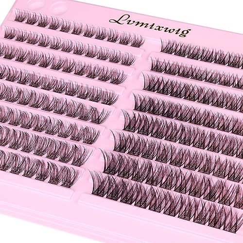 Self Adhesive Cluster Lashes Lash Clusters DIY Lashes Extension Cluster Lashes D Curl Wispy 2 Style Individual Lashes Extension 168 pcs Natural Look 10-16mm Faux Mink Cluster Eyelash DIY at Home