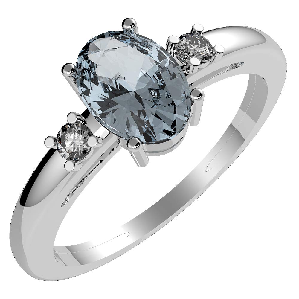 The Jewelry Central Synthetic Swarovski Aquamarine Ring Silver Plated Brass Casting Ring Size 5