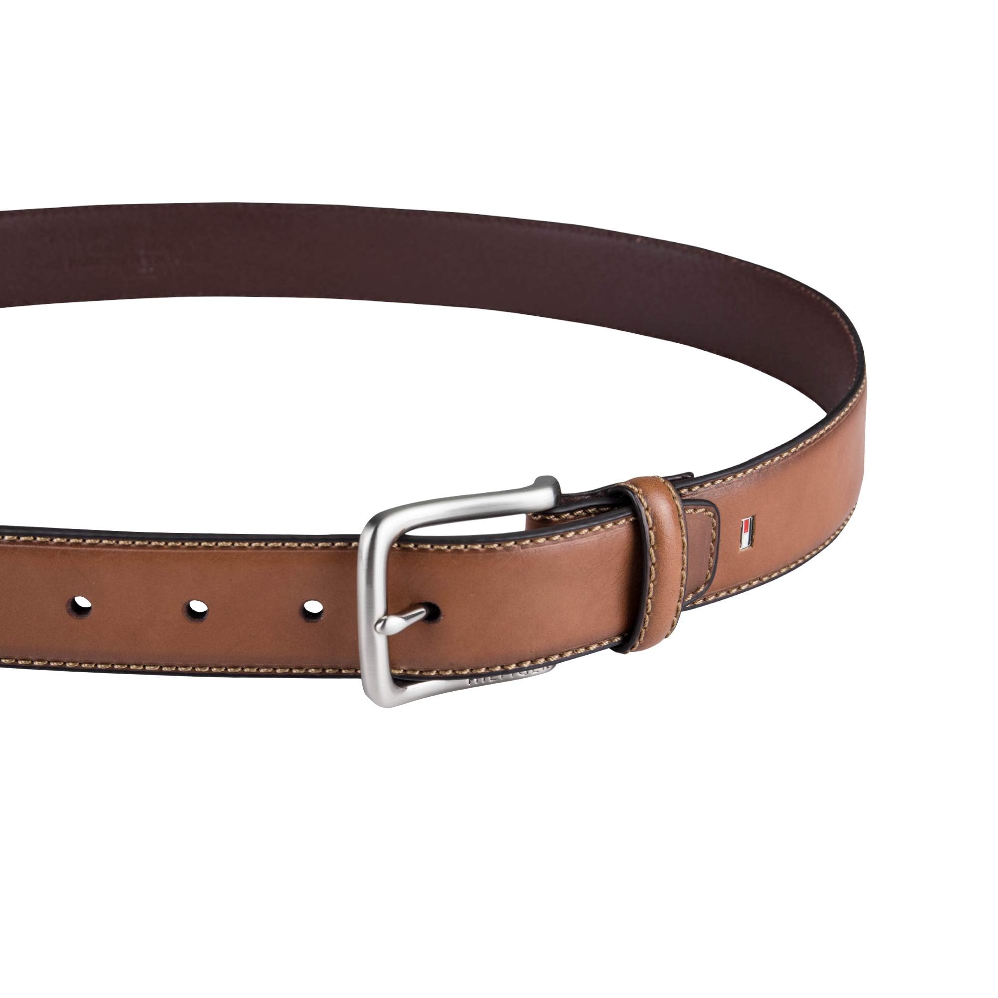 Tommy Hilfiger Men's Casual Belt, brown logo, 30