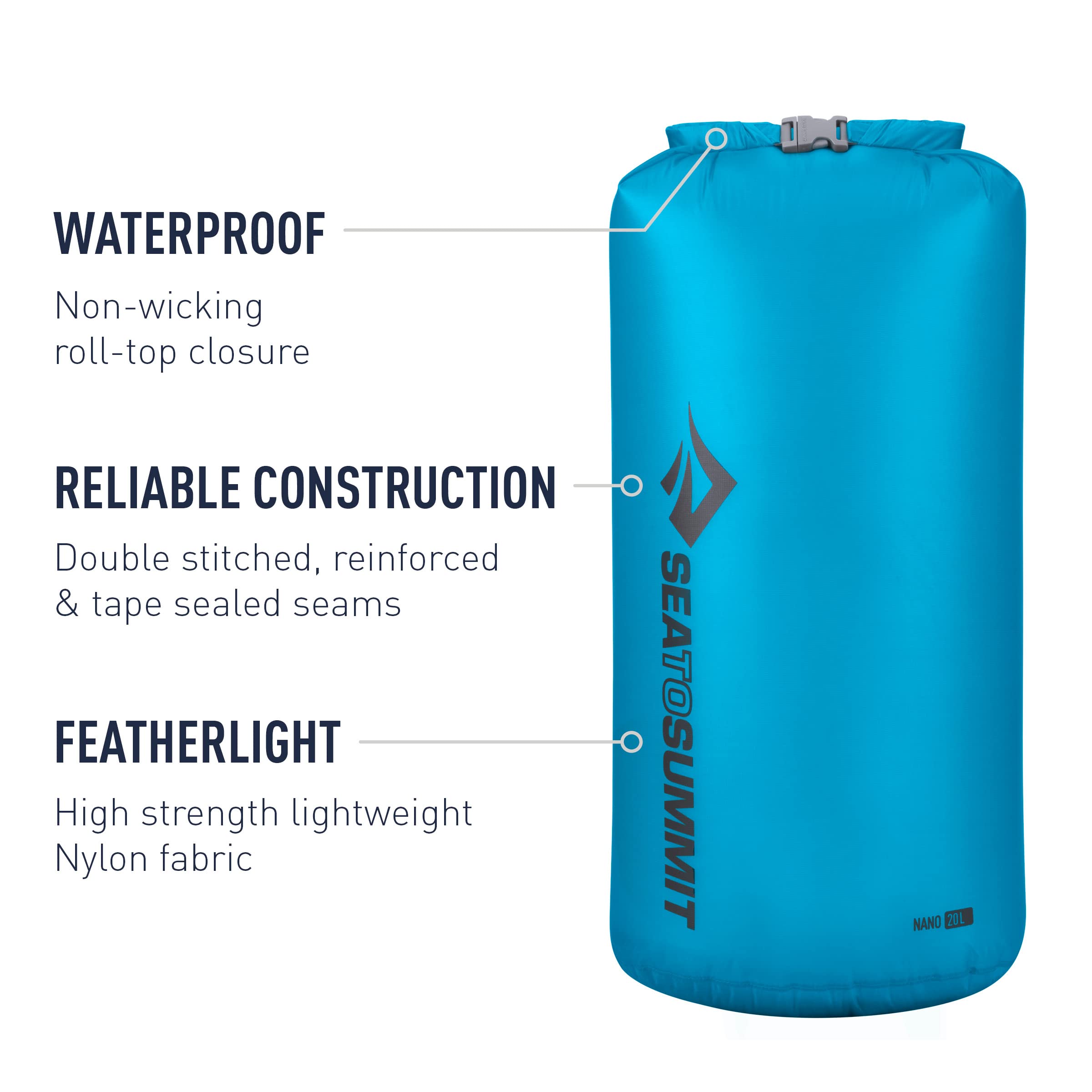 Sea to Summit Ultra-Sil Nano Dry Sack, Featherlight Dry Bag, 4 Liter, Pacific Blue