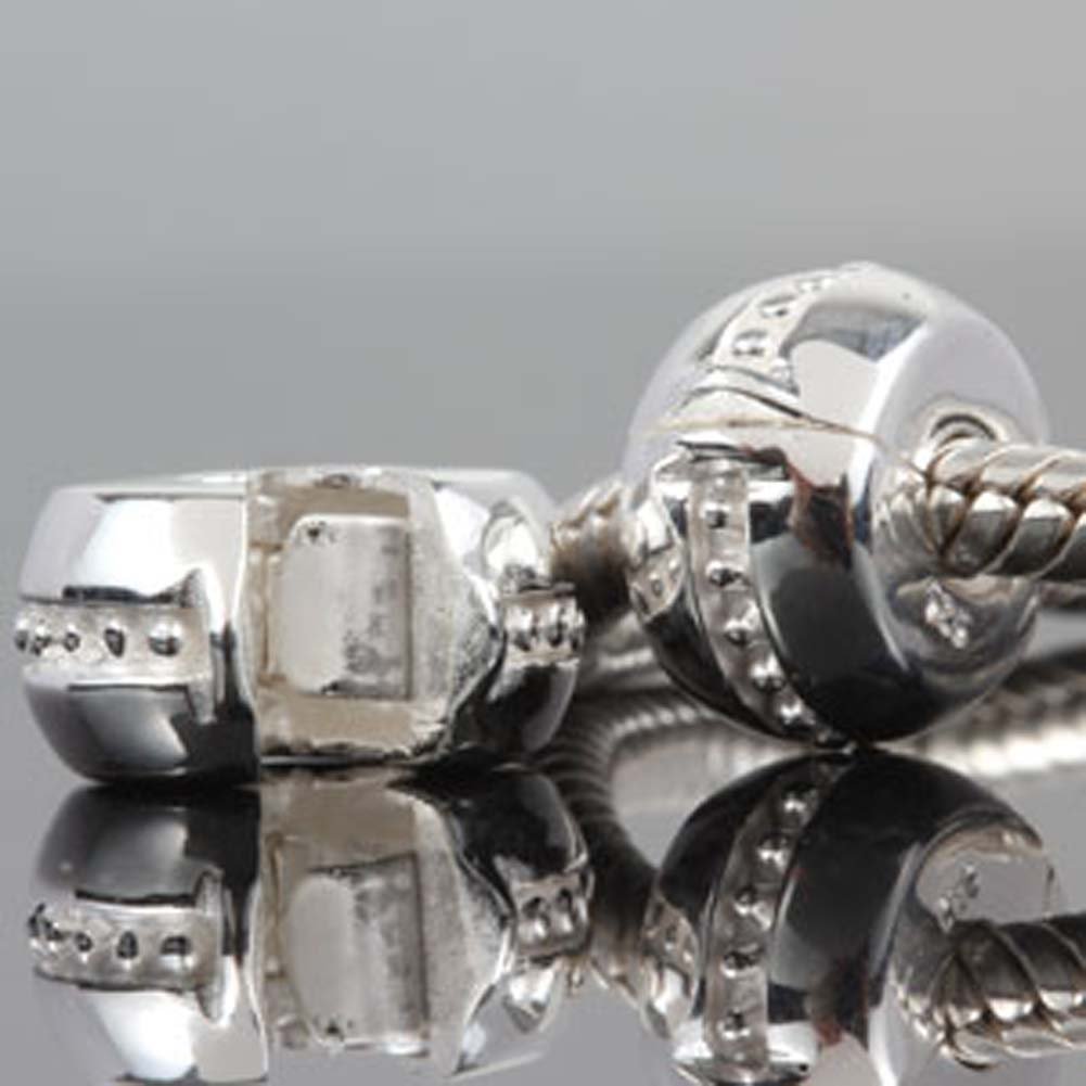 Round Clip Stopper Charms 925 Sterling Silver Clip Lock Stoppers Beads for Bracelets (K)