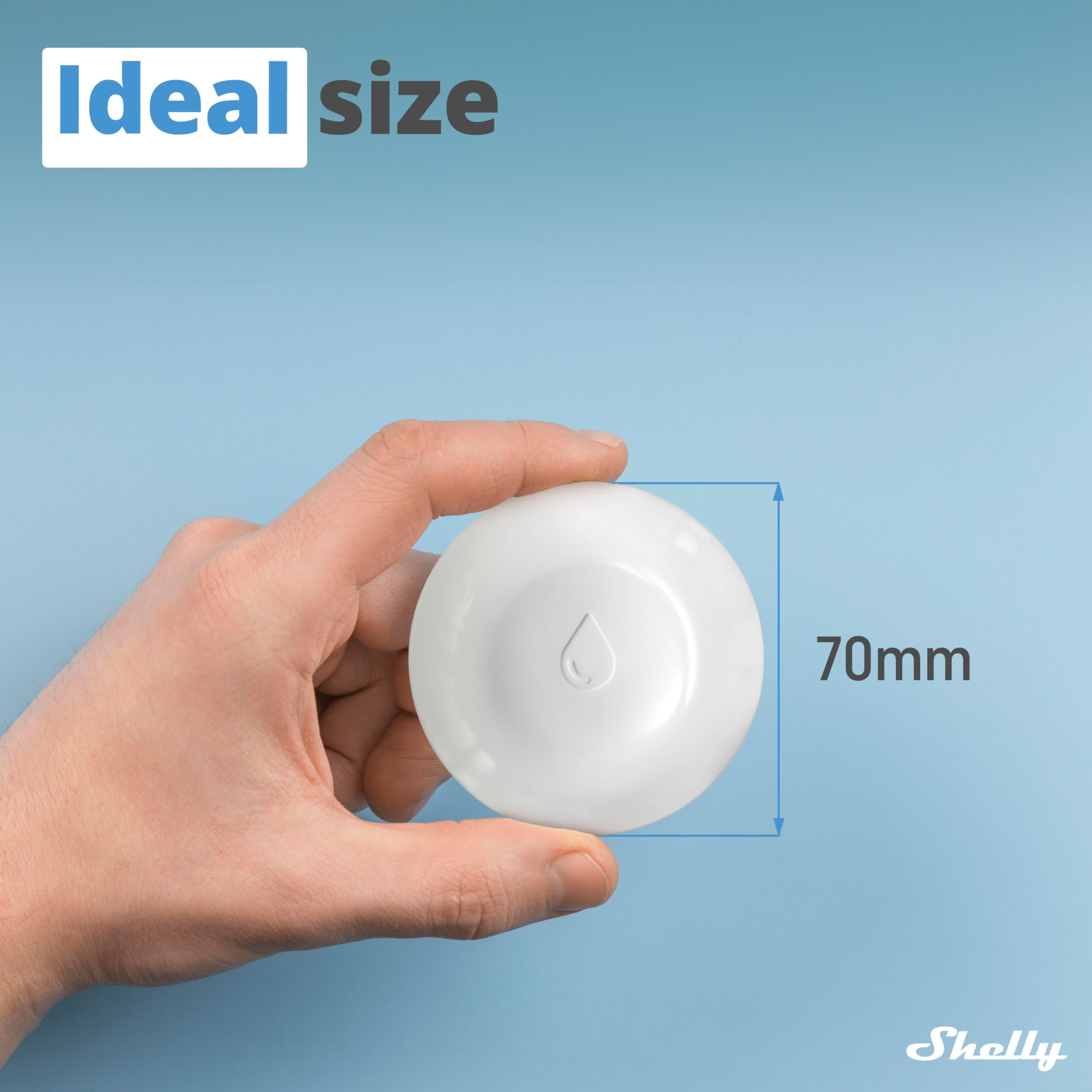Shelly Flood | Wireless Flood Sensor with Temperature Measurement | Home Automation | iOS Android App | Dripping & Leaking Alarm | Floor Heating Control | Compact Design | Easy to Use