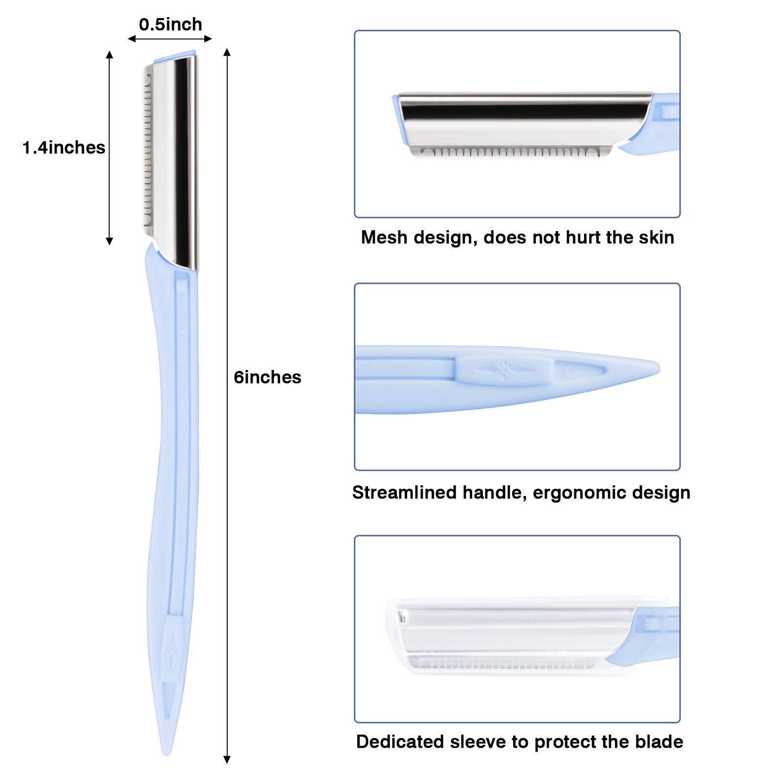 ThEast Eyebrow Razor,7 PCS Eyebrow Kit,Multipurpose Exfoliating Dermaplaning Tool Face Razors for Women, Including 1 PCS Scissors,6 PCS Eyebrow Shaver,Storage Bag