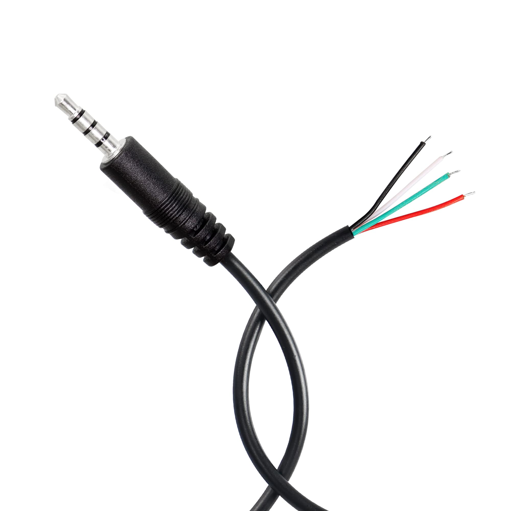 RIIEYOCA 4 Pack 3.5mm Male Plug to Bare Wire Stereo Audio Cable,1/8" TRRS 4 Pole Mono Male Plug to Open End Audio Cable,for and Audio Equipment Installed or Replace Repair