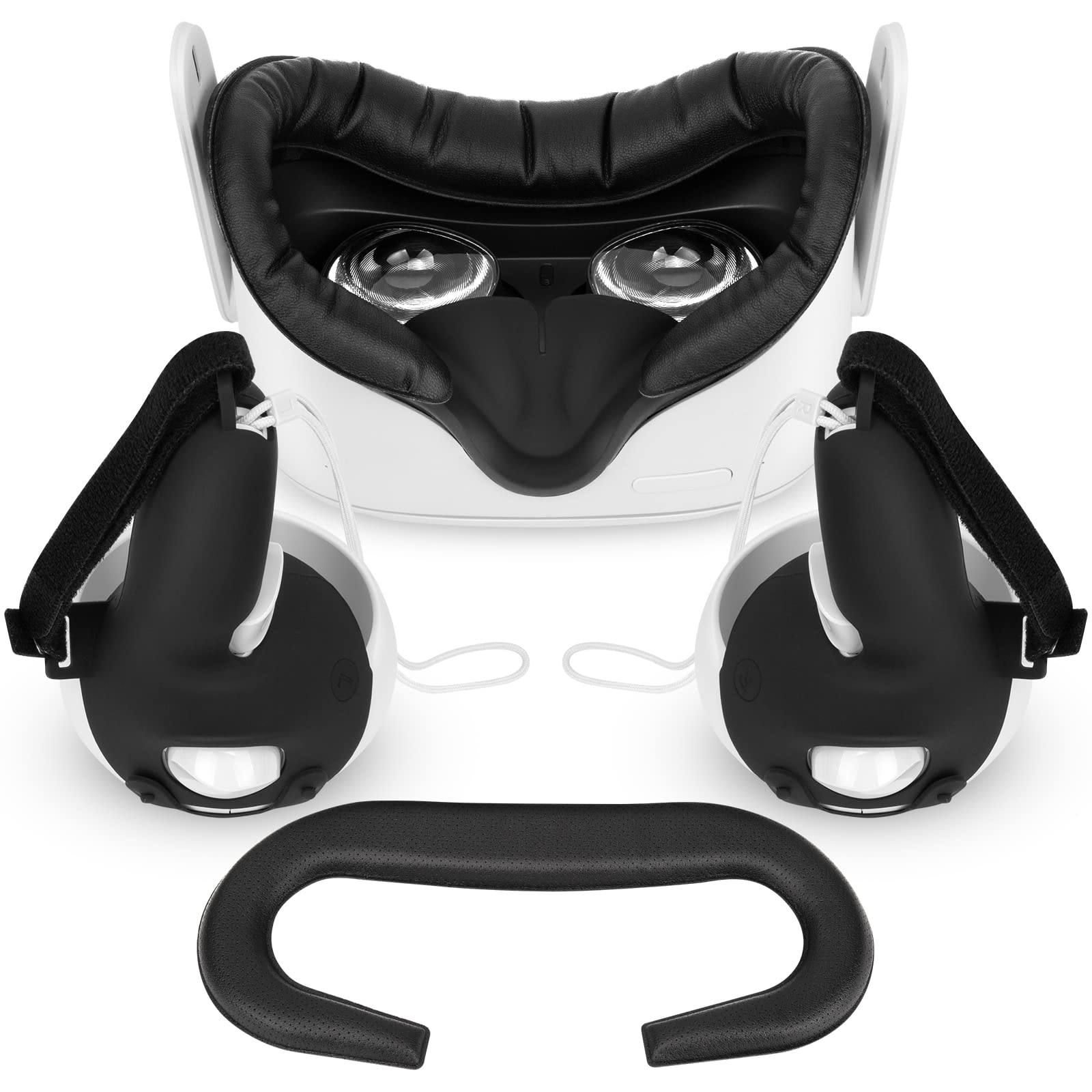 Topcube VR Facial Interface for Oculus Quest 2 Accessories with Controller Grips Silicone Cover-Anti Light Leakage Sweatproof Quest 2 Face Pad Cushion Protective Kit (Black)