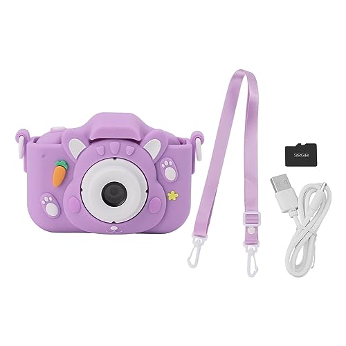 Selfie Camera Toy, Dual Lens 2.0in Screen Children Digital Camera with 32G Card for Boys Girls (Purple)