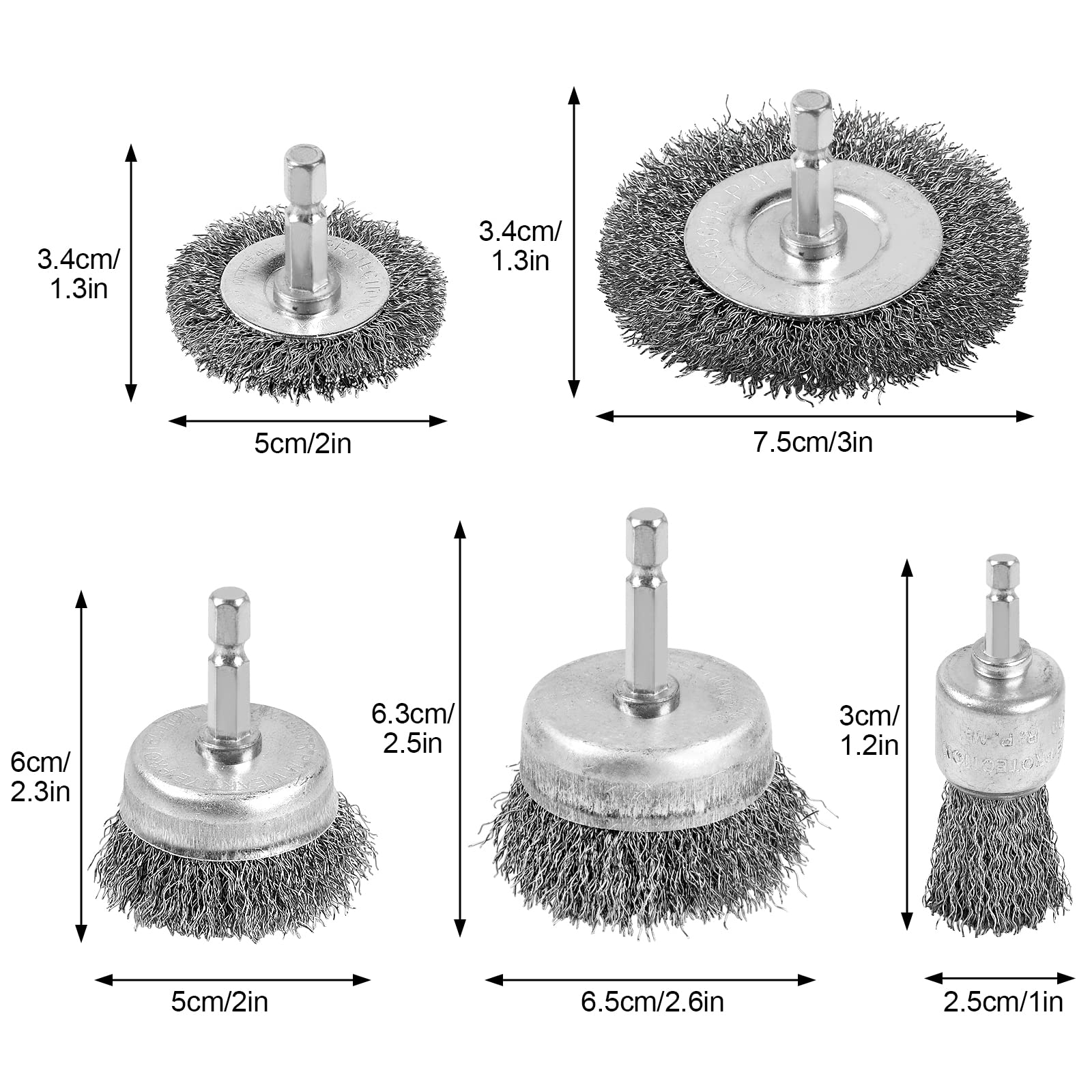 Wire Brush for Drill, Wire Wheel Brush Cup Set, Drill Wire Brush for Drill 1/4 Inch Arbor for Cleaning Rust, Stripping and Drill Attachment(Hexagonal)