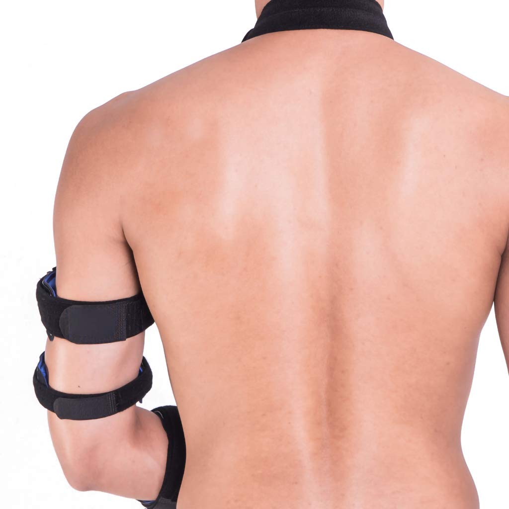 XMJESS Hinged ROM Elbow Brace with Sling Adjustable Elbow Support Stabilizer Splint for Ligament Strains Post OP Recovery, Universal Size (Left)