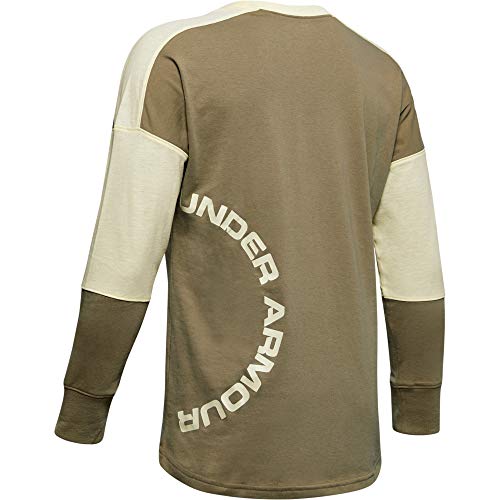 Under Armour Sportstyle Color Blocked Long-sleeve Shirt, Outpost Green (331)/Butter White, Youth X-Large