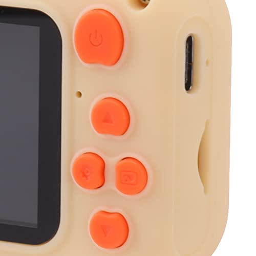 Selfie Camera Toy, Portable Front Rear Lens Kids Digital Camera USB Rechargeable with 32G Card for Outdoor (Beige)