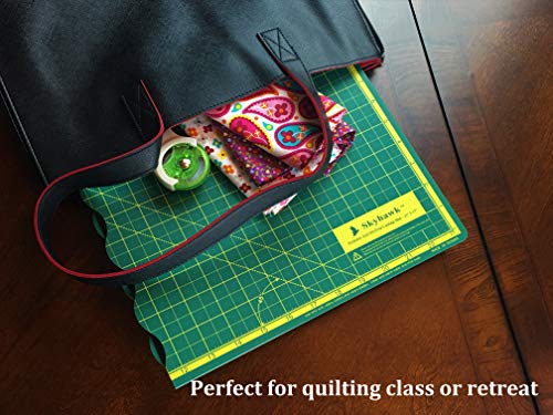 Skyhawk Self Healing Folding Rotary Cutting Mat for Quilting, with 23"x17" Grids & Non-Slip Base, Great for Crafts, Quilting, Sewing, Scrapbooking. Foldable into Convenient Travel Size.