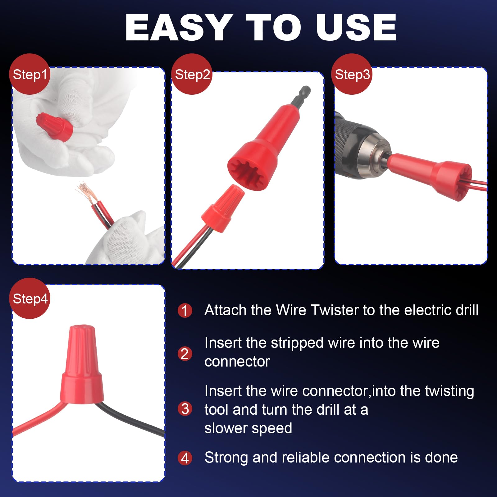 Wire Twister Tool for Drill, Compatible with Wire Nut Driver Fast with 1/4" Chuck Wire Twisting Tool Enhanced Wiring Efficiency (Red, 1 PCS)