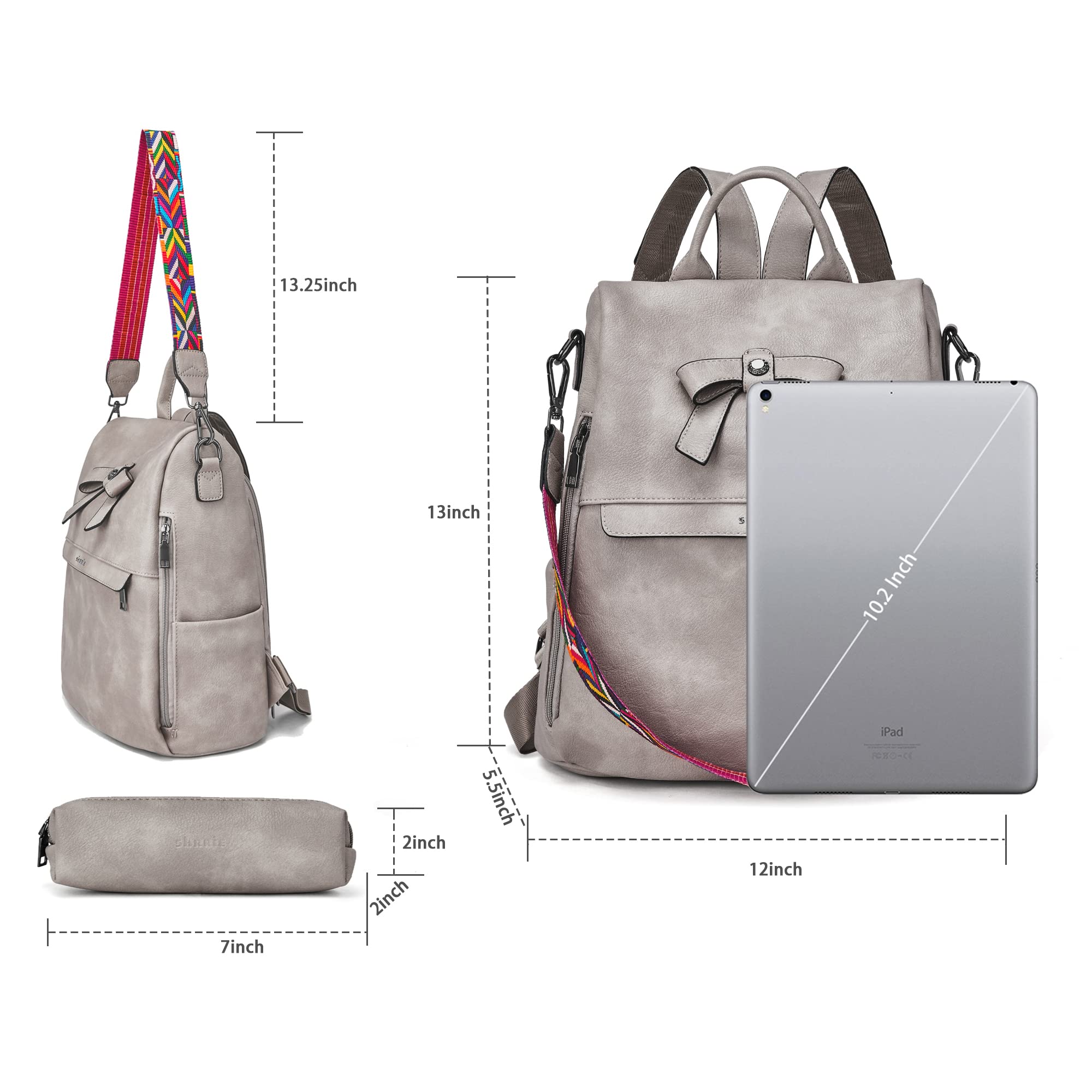 Shrrie Backpack Purse for Women Leather Backpack Anti-Theft Fashion Travel Bag Shoulder Bag