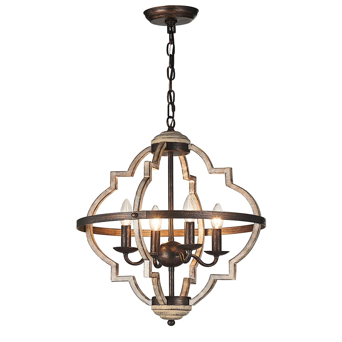 TZOE Orb 4-Light Metal Chandelier，Rustic Vintage Chandelier，Stardust Finish，Foyer Light，Adjustable Height，Dining Room Lighting Fixtures Hanging，Living Room Light，Kitchen Chandelier UL Listed